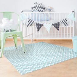 Bilderwelten Vinylteppich Illustration blau Vinylmatte - No.YK39 ZickZack Muster Blau - Geometrisch Kinderzimmer