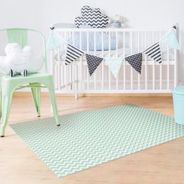 Vinylteppich - No.YK38 ZickZack Muster Gr&uuml;n - Illustration gr&uuml;n Vinylmatte Geometrisch Kinderzimmer