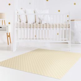 Vinylteppich - No.YK56 wei&szlig;e Punkte auf Creme - Illustration beige Vinylmatte Punkte Kinderzimmer