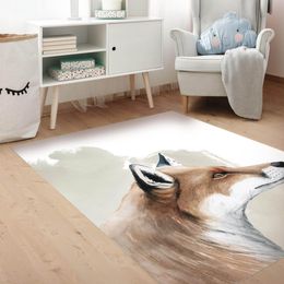 Vinylteppich - Waldfreunde - Fuchs - Illustration orange Tiere Aquarell Deko Kinderzimmer