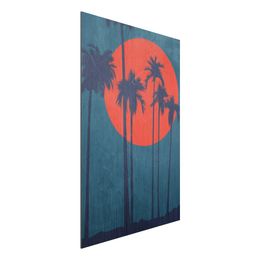 Bilderwelten Alu Dibond Outdoor Bild Natur blau Tropisch wetterfest - Palme Cote d ́Azur - Palme Wohnzimmer Schlafzimmer