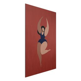 Alu Dibond Outdoor Bild - Miss Dance Blau - Portrait braun Illustration wetterfest Deko Wohnzimmer Schlafzimmer