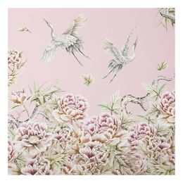 Bilderwelten Alu-Dibond Outdoor Bild Aquarell St&ouml;rche im Flug mit Rosen auf Rosa