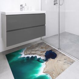 Vinylteppich - Wilde K&uuml;stenbucht in Israel - Motiv beige Strand Vinylmatte Landschaft K&uuml;che Badezimmer Flur