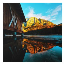 Bilderwelten Alu-Dibond Outdoor Bild Bergspiegelung in den Dolomiten