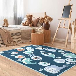 Vinylteppich - Antarktis - Eisb&auml;r Rudi m&ouml;chte Fisch - Illustration blau Tiere Vinylmatte Deko Kinderzimmer