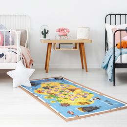 Vinylteppich - Piraten - Auf der Suche nach dem Schatz - Illustration bunt Vinylmatte Pirat Kinderzimmer