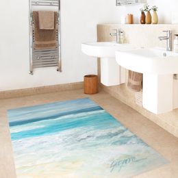 Bilderwelten Vinylteppich maritim blau Strand Vinylmatte - Sturm auf dem Meer II - Landschaft K&uuml;che Badezimmer Flur