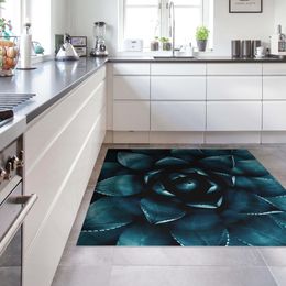 Bilderwelten Vinylteppich Tropisch petrol Vinylmatte - Sukkulente Petrol II - Deko K&uuml;che Badezimmer Flur