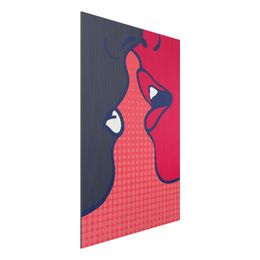 Alu Dibond Outdoor Bild - Pop Art Kiss - Portrait pink Illustration wetterfest Deko Wohnzimmer Schlafzimmer