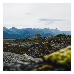 Bilderwelten Alu-Dibond Outdoor Bild Einsame H&uuml;tte in Norwegen