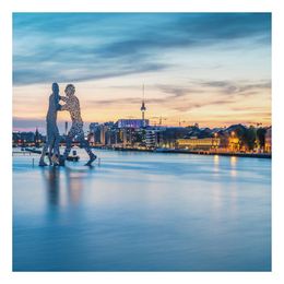 Bilderwelten Alu-Dibond Outdoor Bild Berlin Skyline mit Molecule Man