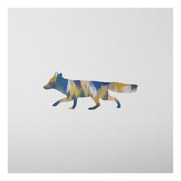 Bilderwelten Alu-Dibond Outdoor Bild Fuchs in Blau und Gelb