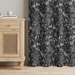 Bilderwelten Vorhang Nostalgischer Garten mit V&ouml;geln - blickdichte Gardine Blumen Floral Botanik Tropical Illustration Muster Tiere Wohnzimmer Schlafzimmer K&uuml;che