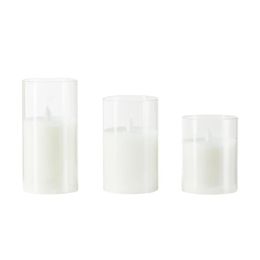 HOME STORY LED Kerze 3er Set wei&szlig; Wachs,Kunststoff,Glas Ma&szlig;e (cm): H: 15 &Oslash;: 7.5 &raquo; H&ouml;ffner