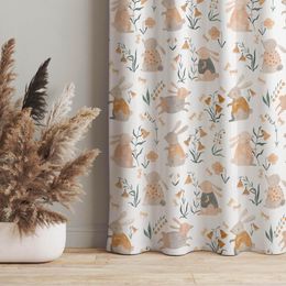 Bilderwelten Vorhang Fr&uuml;hlingshasen - blickdichte Gardine Botanik Tropical Kinder Kunstdruck Muster Tiere Kinderzimmer Baby Babyzimmer M&auml;dchen M&auml;dchenzimmer