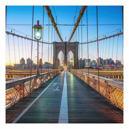 Bilderwelten Alu-Dibond Outdoor Bild Morgenblick von der Brooklyn Bridge