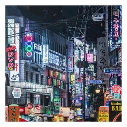 Bilderwelten Alu-Dibond Outdoor Bild Nachtleben von Seoul