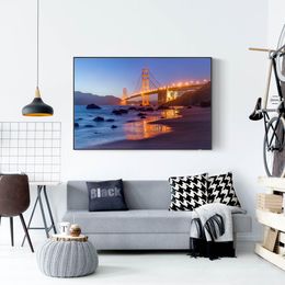 Bilderwelten Akustik-Wechselbild Golden Gate Bridge am Abend