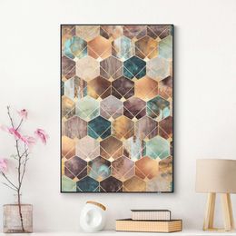 Bilderwelten Wechselbild T&uuml;rkise Geometrie goldenes Art Deco