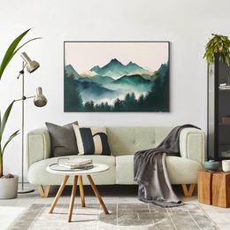 Bilderwelten Wechselbild Aquarellierte Berglandschaft