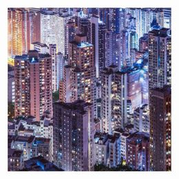Bilderwelten Alu-Dibond Outdoor Bild Hongkong Lichtermeer