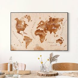 Bilderwelten Wechselbild Weltkarte Aquarell beige braun