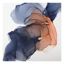 Bilderwelten Alu-Dibond Outdoor Bild Ozeantropfen Blau-Orange mit Gold