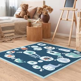 Bilderwelten Vinylteppich Illustration blau Tiere Vinylmatte - Antarktis - Eisb&auml;r Rudi m&ouml;chte Fisch - Deko Kinderzimmer