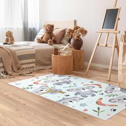 Vinylteppich - Spielende Koalab&auml;ren mit Bummerang in Australien - Illustration pastell Tiere Vinylmatte Australien Kinderzimmer