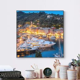 Bilderwelten Wechselbild Nacht im Hafen von Portofino