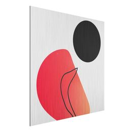 Bilderwelten Alu Dibond Outdoor Bild originell rosa Abstrakt wetterfest - Abstrakte Formen - Schwarze Sonne - Deko Wohnzimmer Schlafzimmer