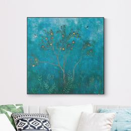 Bilderwelten Wechselbild Waldlichtung mit Orangenbaum bei Nacht