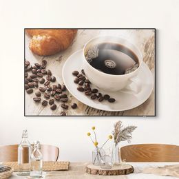 Bilderwelten Wechselbild Dampfende Kaffeetasse mit Kaffeebohnen