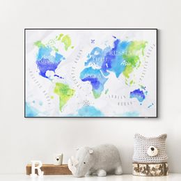 Bilderwelten Wechselbild Weltkarte Aquarell blau gr&uuml;n