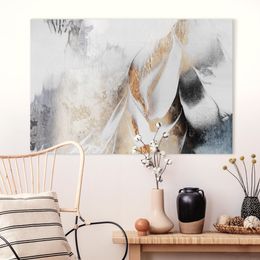 Leinwandbild Goldene abstrakte Wintermalerei