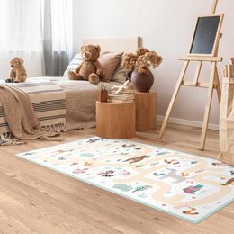 Vinylteppich - Waldtiere - Freunde auf dem Waldweg - Illustration bunt Tiere Vinylmatte Deko Kinderzimmer