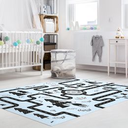 Vinylteppich - Stra&szlig;e - Schl&auml;ngel dich durch - Illustration schwarz Fahrzeuge Vinylmatte Fahrzeuge Kinderzimmer