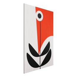Bilderwelten Alu Dibond Outdoor Bild originell rot Abstrakt wetterfest - Abstrakte Formen - Blume Rot - Deko Wohnzimmer Schlafzimmer