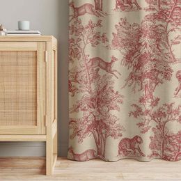Bilderwelten Vorhang nach Ma&szlig; blickdicht Verdunkelung Tiere Vintage beige - Kupferstichanmutung - Jaguar mit Reh auf Naturpapier - Retro Wohnzimmer Schlafzimmer