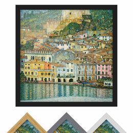 Bilderwelten Bild mit Rahmen Kunstdruck Gustav Klimt - Malcesine am Gardasee Poster FineArt Wandbilder Kunstdruck Wohnzimmer Schlafzimmer K&uuml;che schwarzer Rahmen
