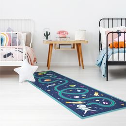 Bilderwelten Vinylteppich Illustration bunt Fahrzeuge Vinylmatte - Weltraum - R&uuml;ckweg zur Rakete - Fahrzeuge Kinderzimmer