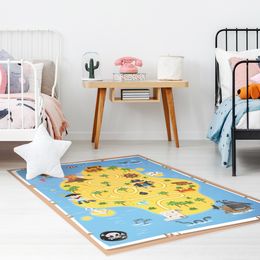 Vinylteppich - Piraten - Auf der Suche nach dem Schatz - Illustration bunt Vinylmatte Pirat Kinderzimmer