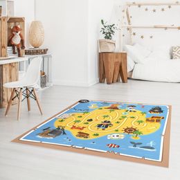 Bilderwelten Vinylteppich Illustration bunt Vinylmatte - Piraten - Auf der Suche nach dem Schatz - Pirat Kinderzimmer
