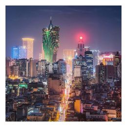 Bilderwelten Alu-Dibond Outdoor Bild Nachtlichter von Macau