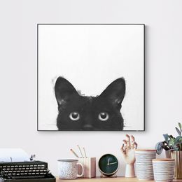 Bilderwelten Wechselbild Illustration Schwarze Katze auf Wei&szlig; Malerei
