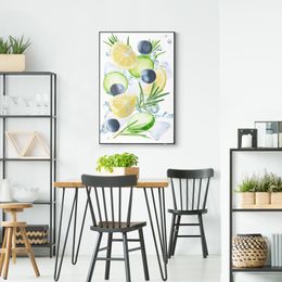 Bilderwelten Wechselbild Blaubeeren Zitronen Eisw&uuml;rfel Splash