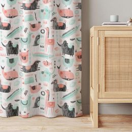 Vorhang Tierparty - blickdichte Gardine Kinder Kunstdruck Muster Tiere Kinderzimmer Baby Babyzimmer M&auml;dchen M&auml;dchenzimmer Jungen Jungenzimmer Pastell
