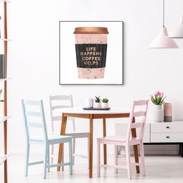Bilderwelten Wechselbild Life Happens Coffee Helps Gold