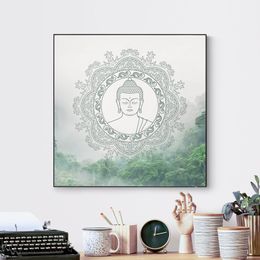 Bilderwelten Wechselbild Buddha Mandala im Nebel